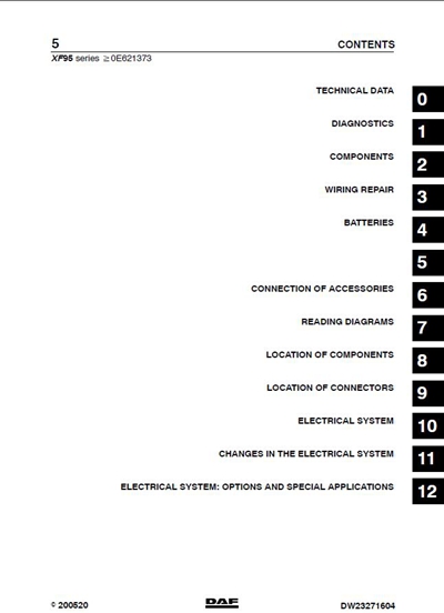 DAF Xf95 Series Truck Workshop Service Manual
