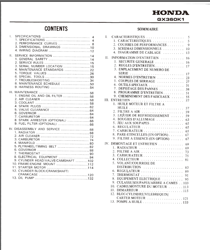 Honda GX360 K1 Engine Service Repair Manual
